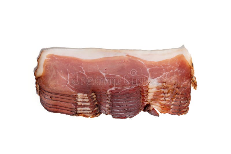 A Piece of Bacon is Sliced and Displayed on a White Background Stock ...