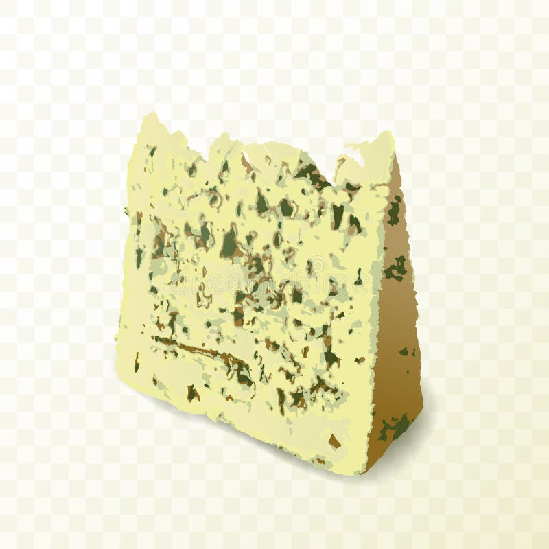 Piece of Blue Mold Cheese on White Background Close Up Stock Vector ...