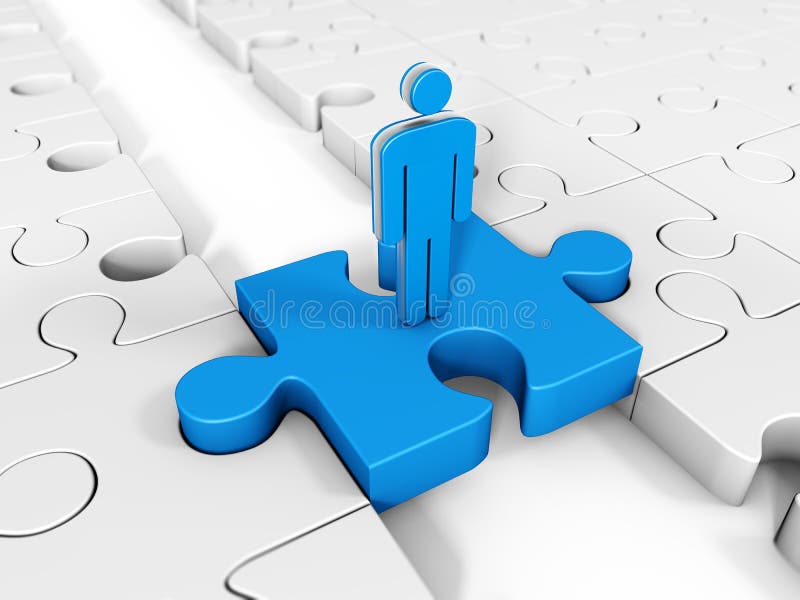 A Piece of the Puzzle Connected with Four Wires Co Stock Photo ...