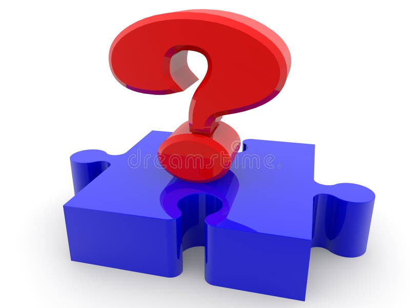 A Piece of Blue Puzzle with a Red Question Mark Stock Illustration ...
