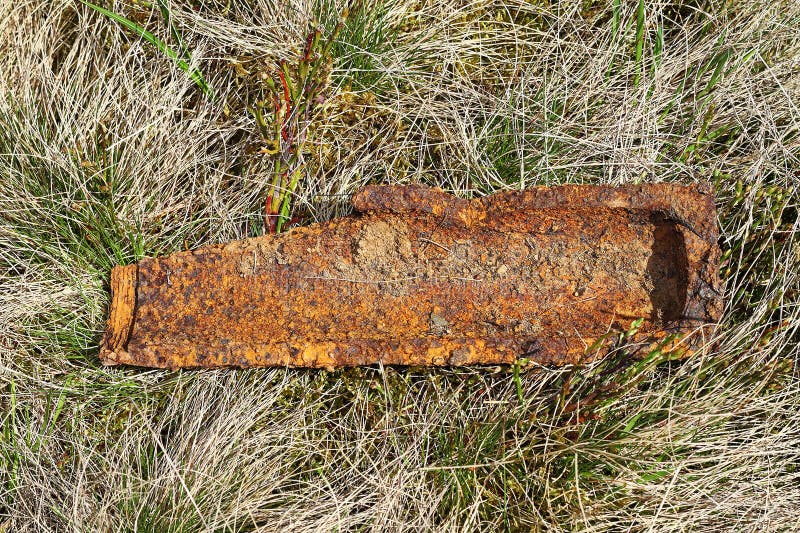 Piece of Bombshell from Second World War Stock Photo - Image of field ...