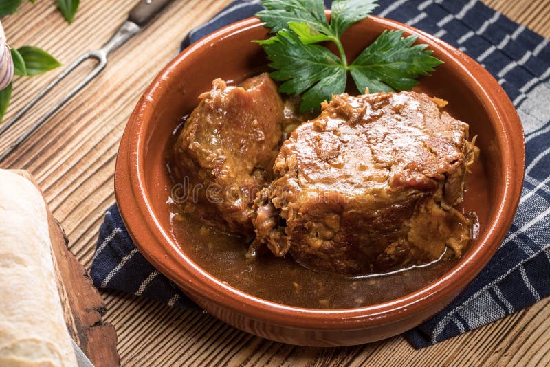 A Piece of Braised Pork Neck Stock Photo - Image of cuisine, cooked ...