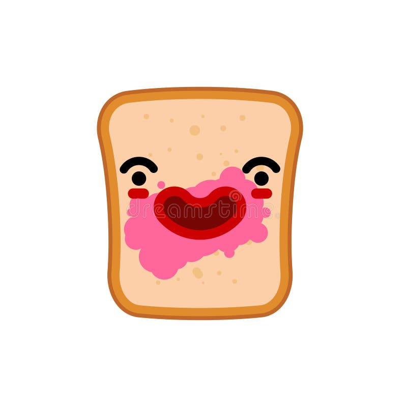 Piece of Bread and Jam Cartoon Cute Character Stock Vector ...