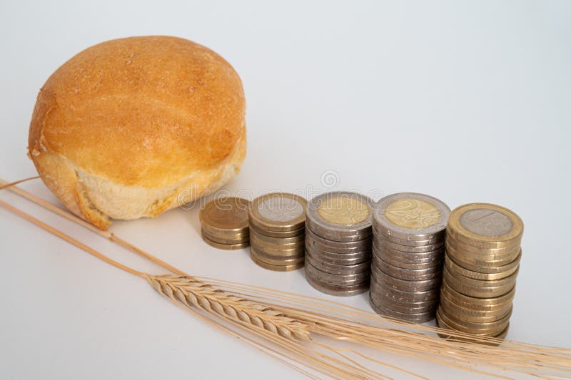 Increase and Trend in the Price of Wheat and Bread. Stock Photo - Image ...