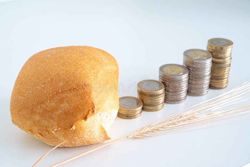 Increase and Trend in the Price of Wheat and Bread. Stock Image - Image ...
