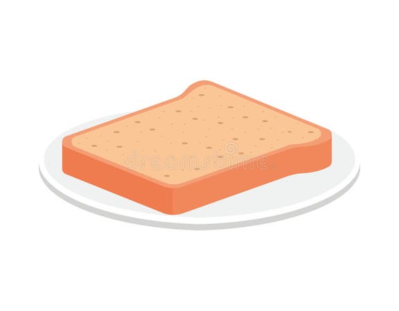 Piece of bread on a plate stock vector. Illustration of bakery - 203723624