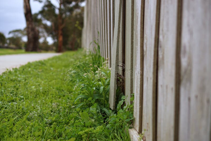 A Piece of Broken Wooden Fence Stock Image - Image of meadow, brown ...