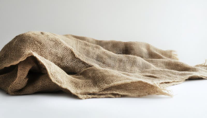 Natural Burlap Fabric Draped on a Neutral Background in Soft Lighting ...