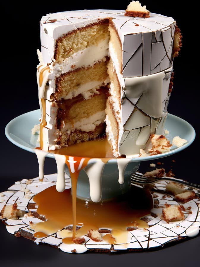 A Piece of Cake is Being Drizzled with Caramel. Generative AI Image ...