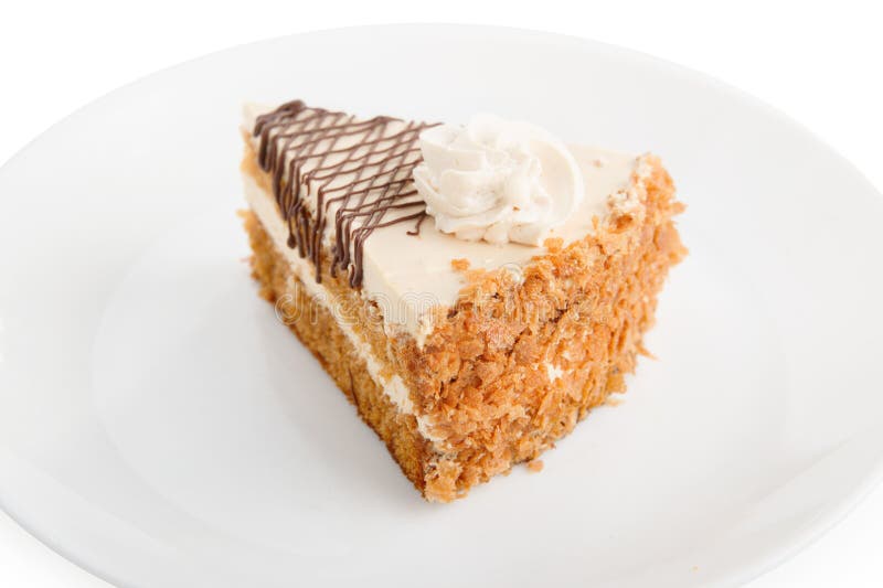 Piece of cake with cream stock photo. Image of color - 92799616