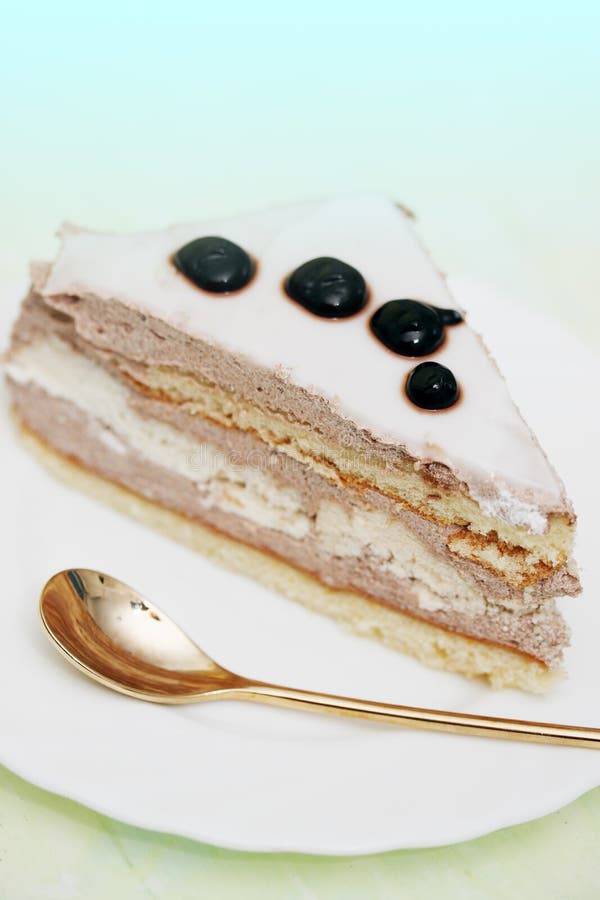 Piece of cake with cream stock photo. Image of ornate - 47362200