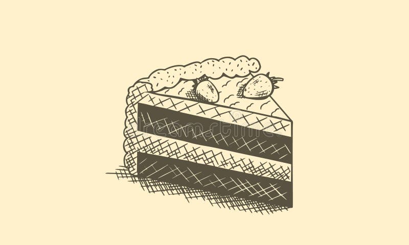 Piece of Cake, Hand Drawn Sketch Vector Illustration Stock Vector ...