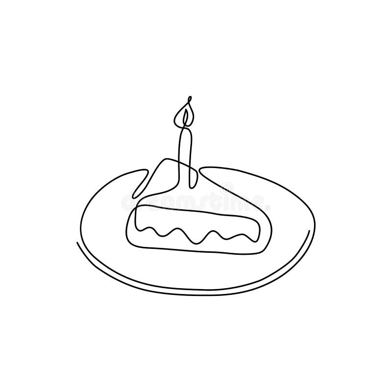Piece Cake Birthday Continuous Line Stock Illustrations – 62 Piece Cake ...