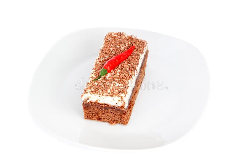 Piece of Cake on a Plate, and Paprika. Stock Image - Image of bakery ...