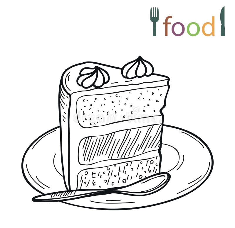 Sketch Dessert Piece Cake Plate Stock Illustrations – 365 Sketch ...