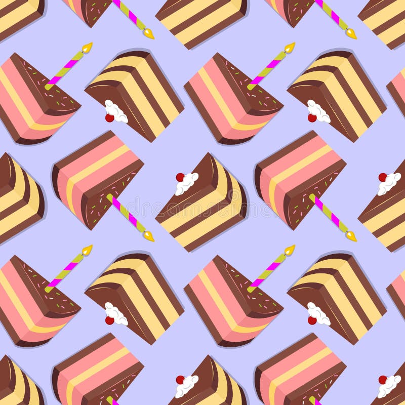 Piece of Cake Seamless Pattern. Flat Style Stock Vector - Illustration ...