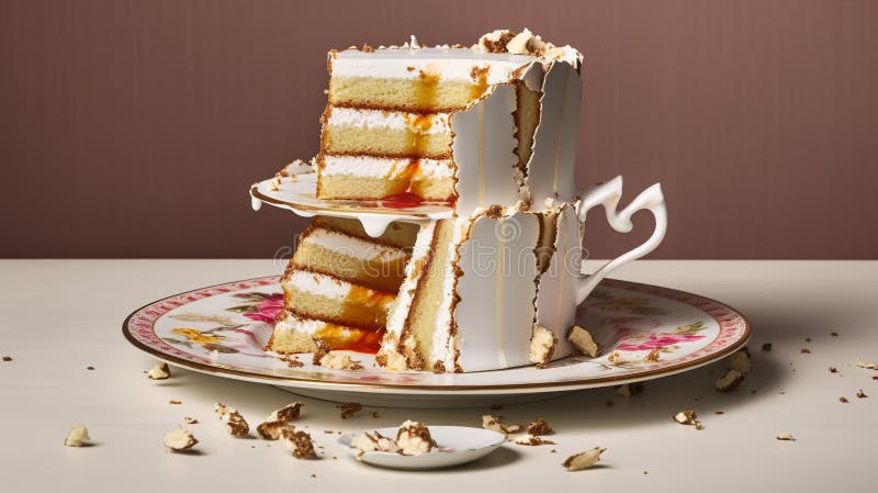 A Piece of Cake Sitting on Top of a Plate. Generative AI Image. Stock ...