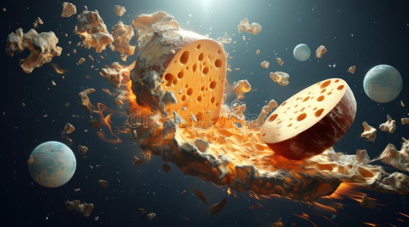 A Piece of Cheese Being Crushed by a Fire Stock Illustration ...
