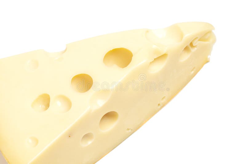Piece of Cheese with Big Holes, Isolated on White Background Stock ...
