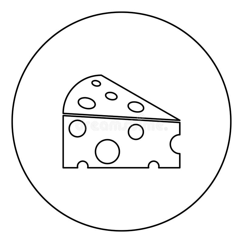 Piece Cheese Black Icon Outline in Circle Image Stock Vector ...
