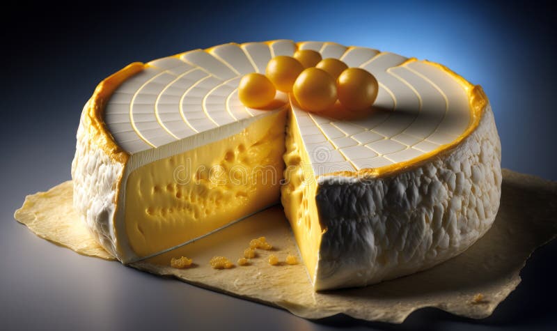 Piece of Cheese is Cut in Half with Knife. Generative AI Stock ...