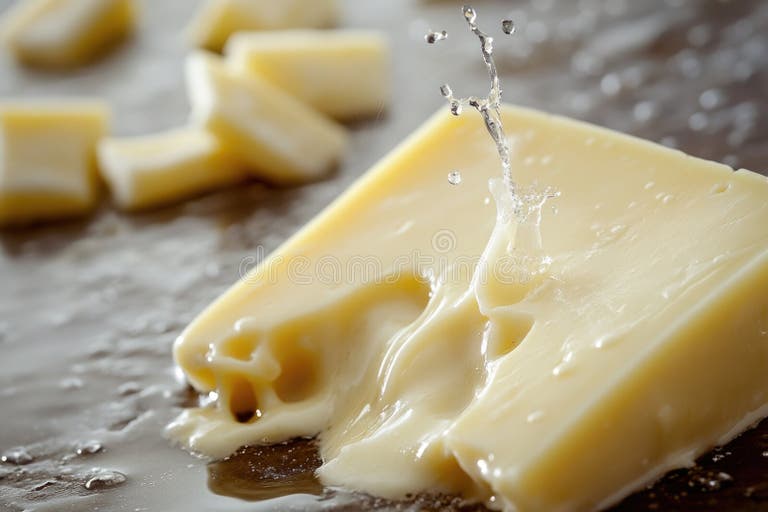 Piece of Cheese is Dripping with Milk Stock Photo - Image of white ...