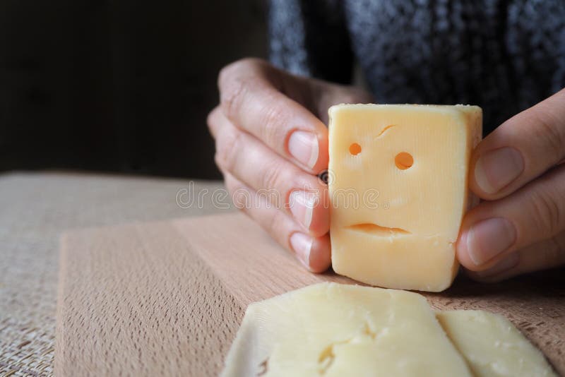 Funny Cheese. a Piece of Cheese with the Face. Stock Image - Image of ...