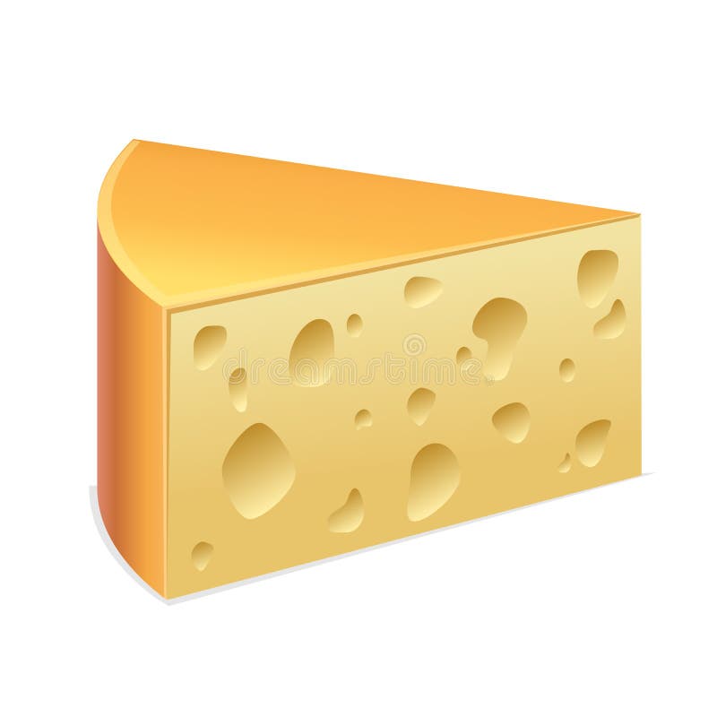 Piece of Cheese with Holes Isolated on White Stock Illustration ...