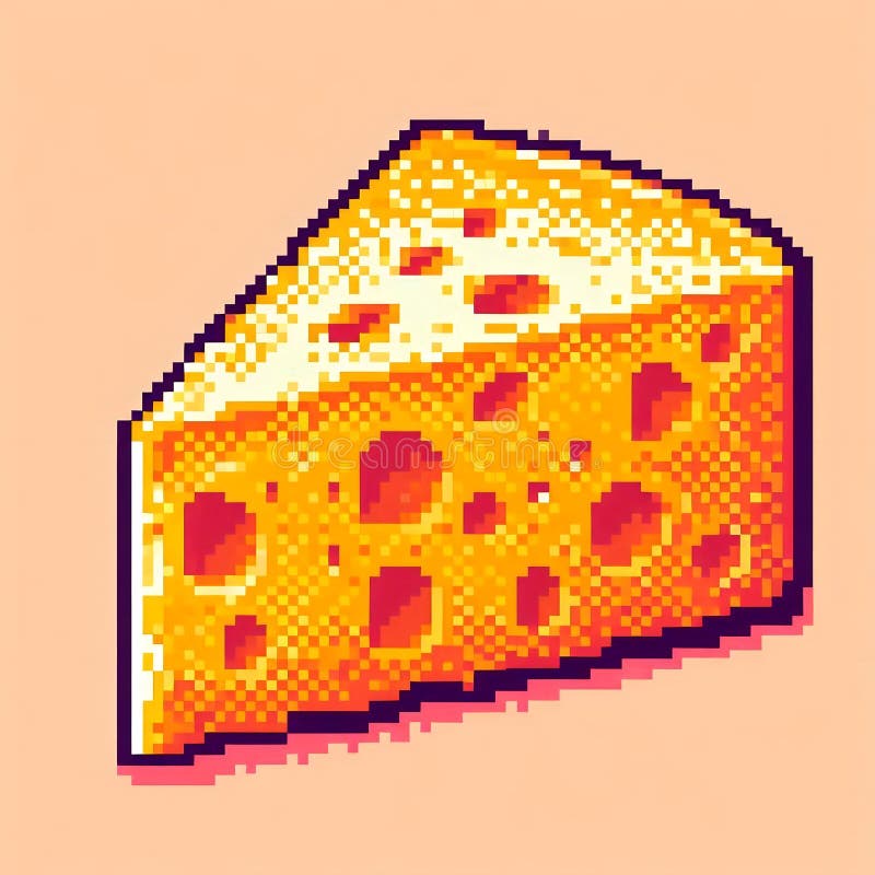 A Piece of Cheese, Pixel Art Stock Illustration - Illustration of ...
