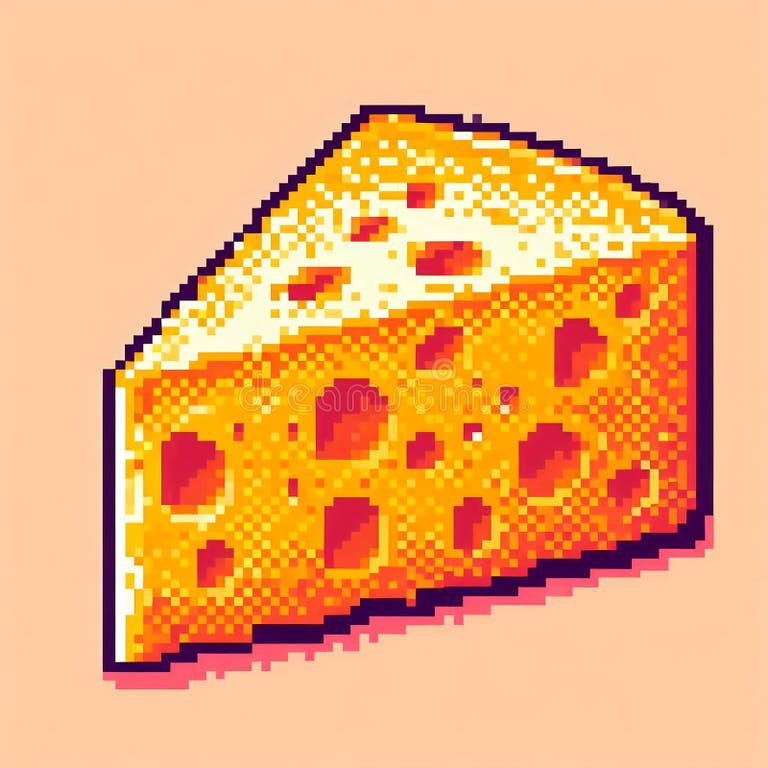 A Piece of Cheese, Pixel Art Stock Illustration - Illustration of ...