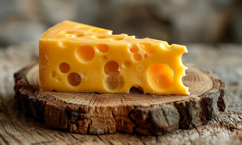 Piece of Cheese on Wooden Table. a Piece of Cheese is Placed on the ...