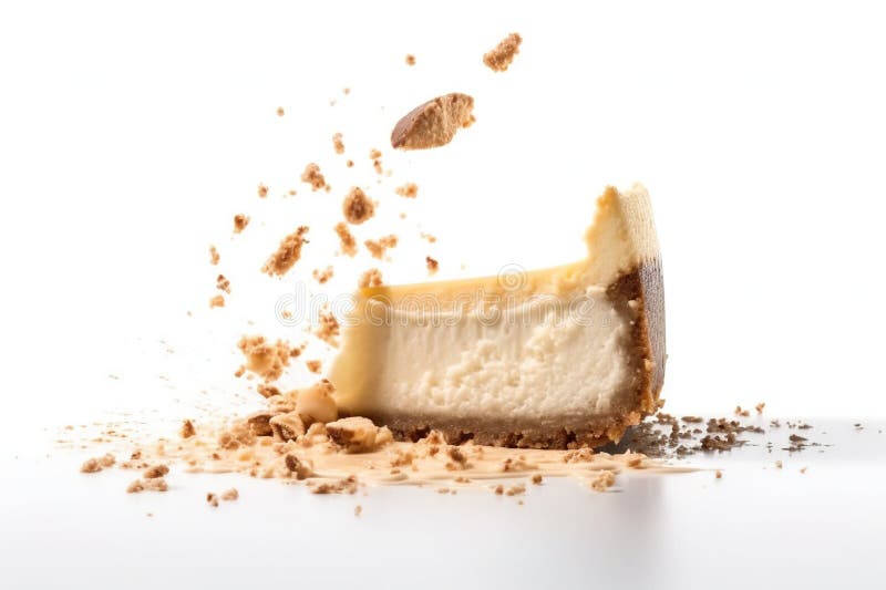 A Piece of Cheesecake with a Bite Taken Out of it on a White Surface ...