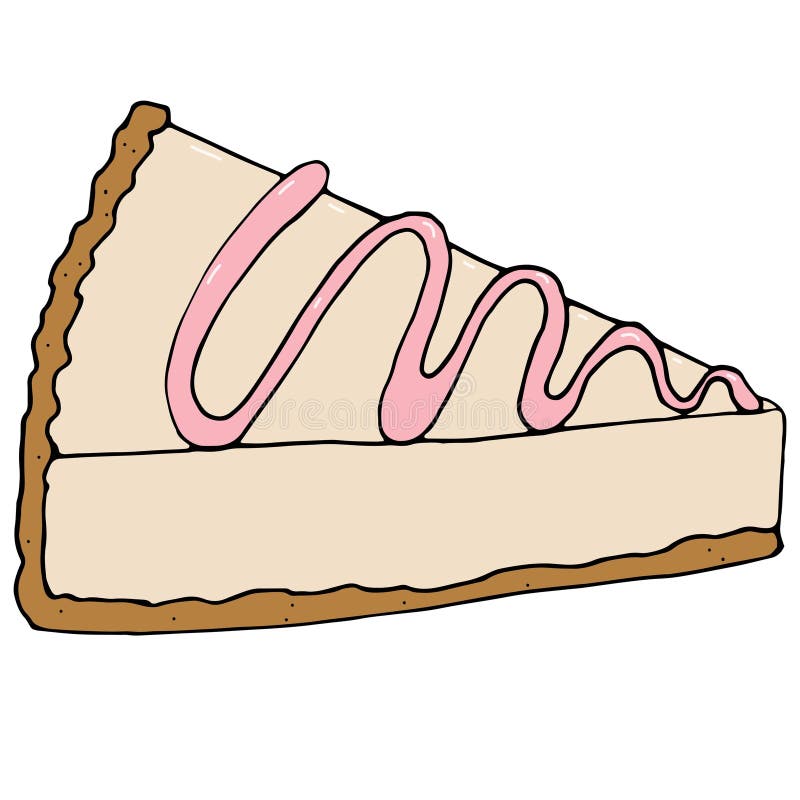 Piece of Cheesecake with Frosting, Vector Colored Doodle Element Stock ...