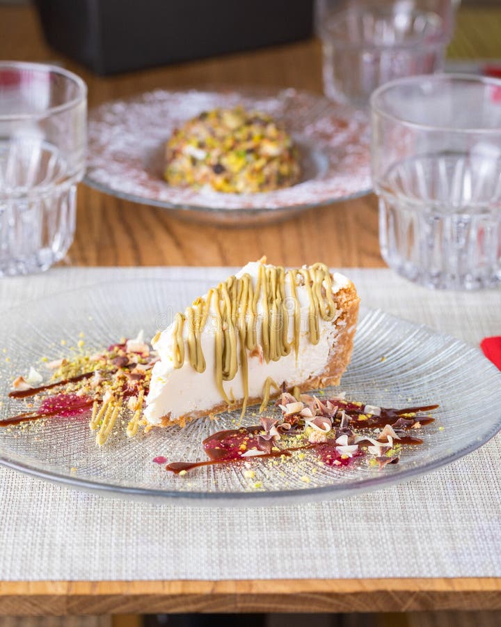 Piece of Cheesecake a Glass Plate Stock Image - Image of plate, desert ...