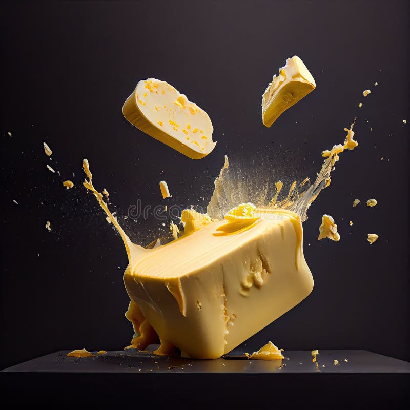 A Piece of Cheesecake with a Splash of Cheese Stock Illustration ...