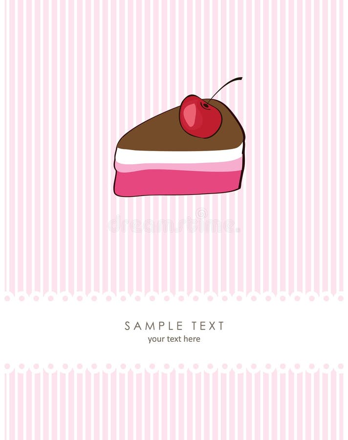 Piece of cherry cake stock vector. Illustration of bake - 15953883