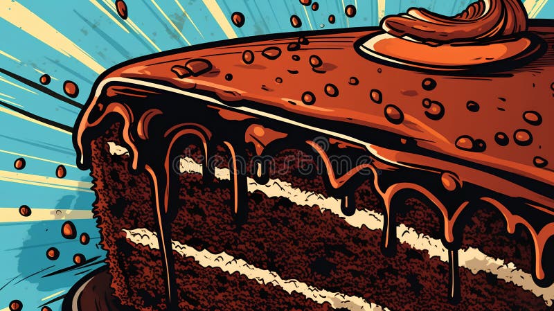 Piece of Chocolate Cake. Vector Illustration in Retro Comic Style Stock ...
