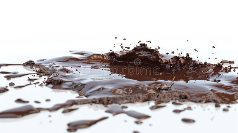 A Piece of Chocolate Falls into a Puddle of Chocolate, Creating a Sweet ...