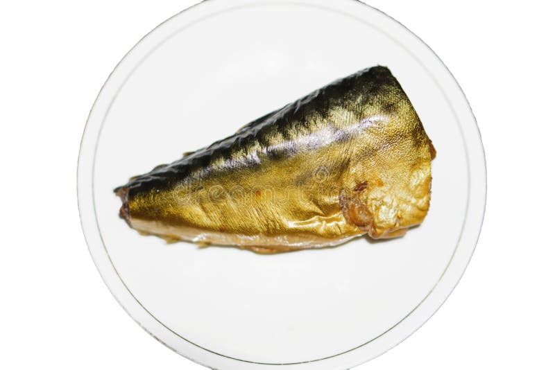 A Piece of Cold Smoked Mackerel Fish on a White Plate and on a White ...