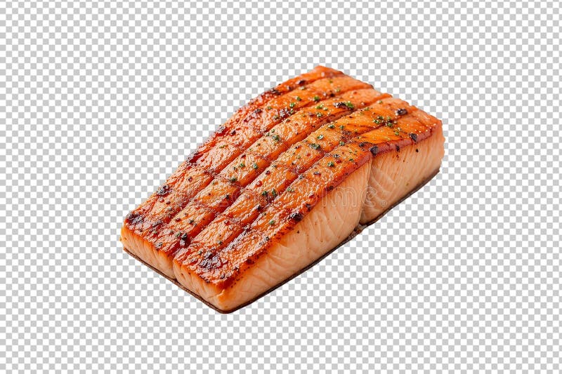 A Piece of Cooked Salmon on a Transparent Background Stock Photo ...