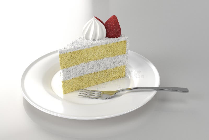 Piece of Cream Cake Isolated on White Background High Quality Details ...
