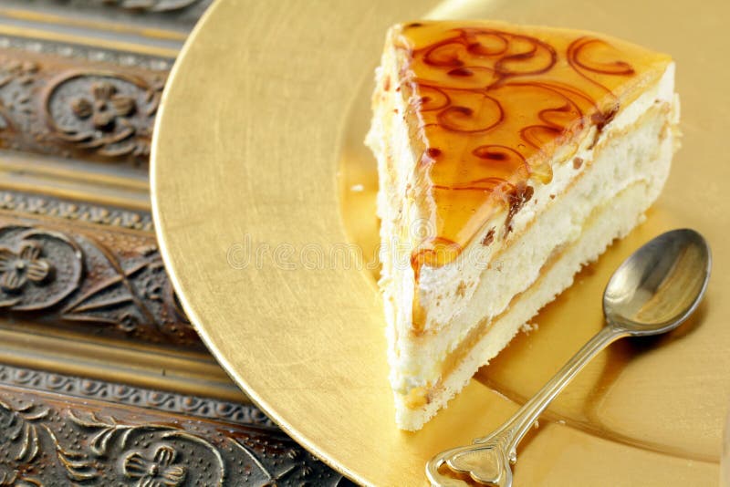 Piece of Cream Caramel Cake Stock Image - Image of decoration, cake ...