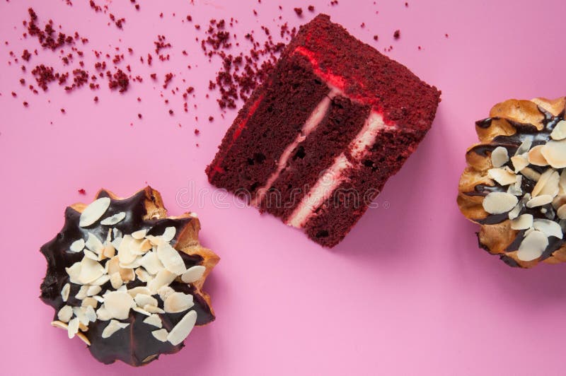 Red Velvet Cake and Eclairs Stock Photo - Image of entertainment ...