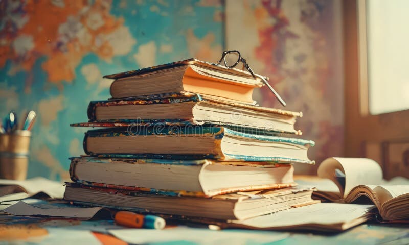 Stack books stock illustration. Illustration of novel - 330503635