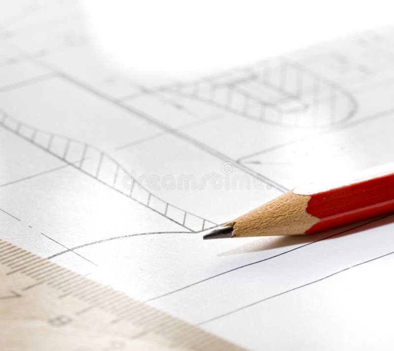 A piece of draft stock photo. Image of project, pencil - 22130710