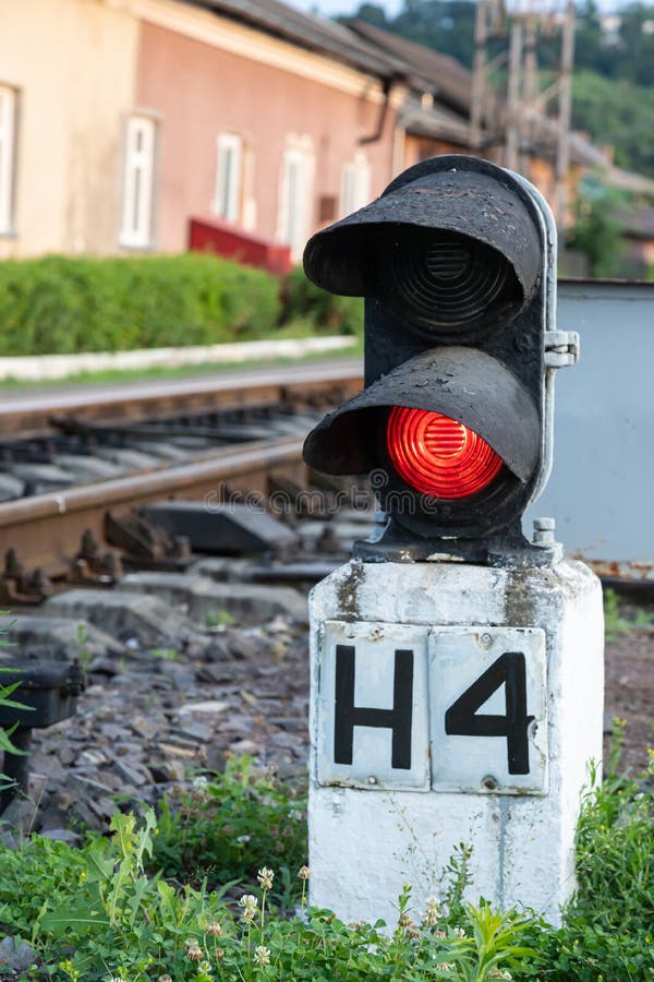 Piece of Equipment Shining a Red Light Next To the Train Stock Image ...