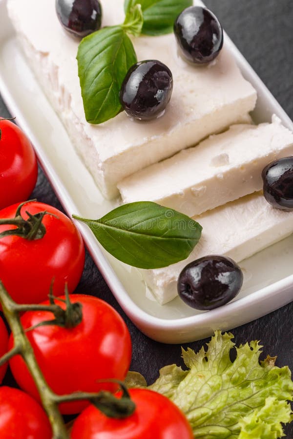 A Piece of Feta Cheese on a White Background Stock Image - Image of ...