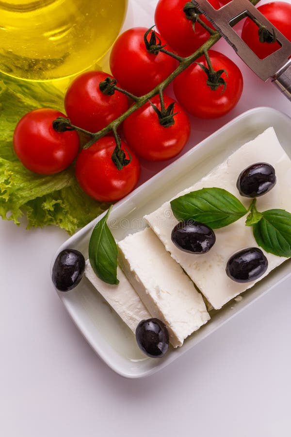 A Piece of Feta Cheese on a White Background Stock Image - Image of ...