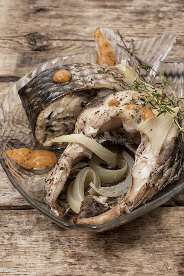 Piece of Fragrant Roasted Fish Stock Image - Image of delicious, lemon ...