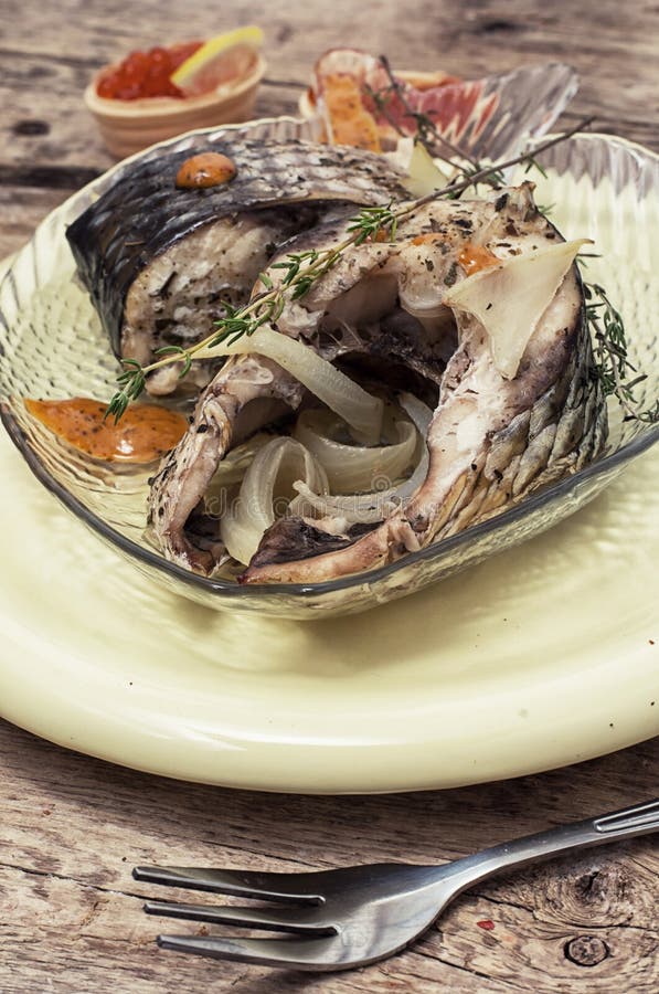 Piece of Fragrant Roasted Fish Stock Photo - Image of lemon, meat: 42915564